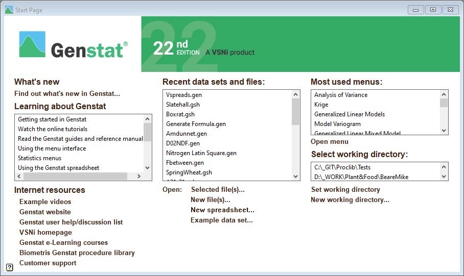 Start Page • Genstat Knowledge Base