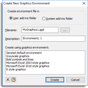Create New Graphics Environment • Genstat Knowledge Base 2023