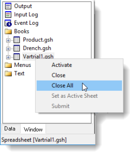 Closing Multiple Spreadsheets in one Action • Genstat Knowledge Base 2024