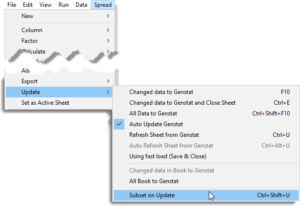 Subset on Update • Genstat Knowledge Base 2024