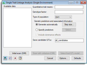 Single Trait Linkage Analysis (Single Environment) • Genstat Knowledge Base