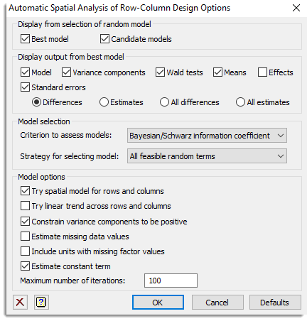 Automatic Spatial Analysis of Row-Column Design Options • Genstat Knowledge Base