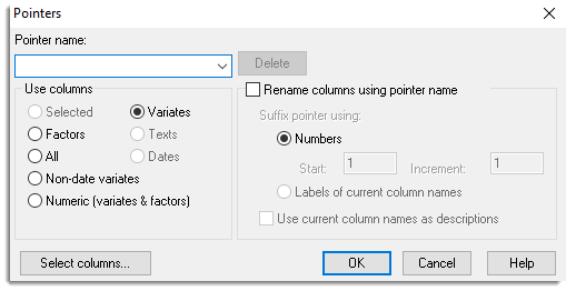 Create Pointer in Spreadsheet • Genstat Knowledge Base