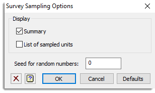 Survey Sampling Options • Genstat Knowledge Base