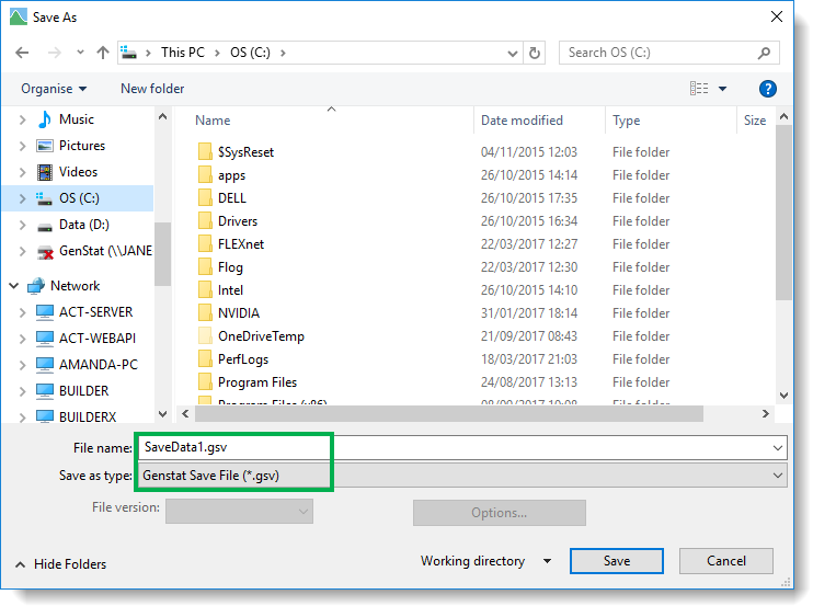 Saving and Re-opening a Genstat Save file (.gsv) • Genstat Knowledge Base