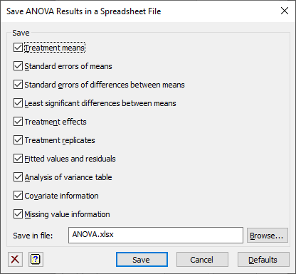 Save ANOVA Results in a Spreadsheet File • Genstat Knowledge Base