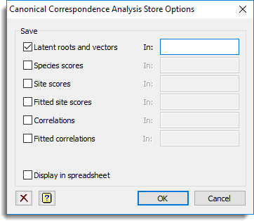 Canonical Correspondence Analysis Store Options • Genstat Knowledge Base