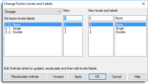 Change Factor Levels and Labels • Genstat Knowledge Base