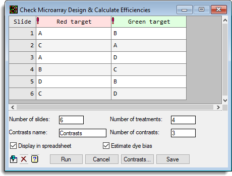 Check Microarray Design and Calculate Efficiencies • Genstat Knowledge Base