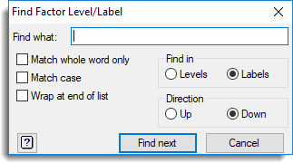 Find in Factor Levels and Labels • Genstat Knowledge Base