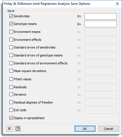 Finlay & Wilkinson joint regression analysis Save Options • Genstat ...