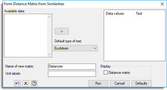 Form Distance Matrix from Similarities • Genstat Knowledge Base