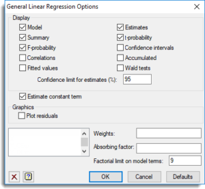 General Linear Regression Options • Genstat Knowledge Base