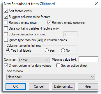 Sheets • Genstat Knowledge Base