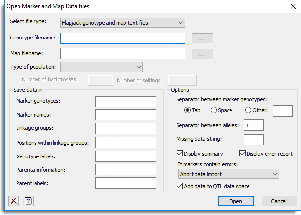 Open Marker And Map Data Files • Genstat Knowledge Base 