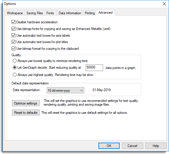 Options - Advanced • Genstat Knowledge Base