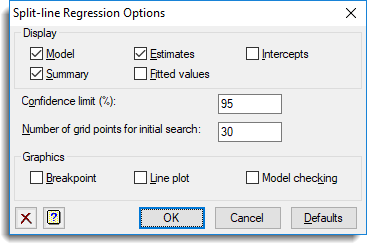 Split-line Regression Options • Genstat Knowledge Base
