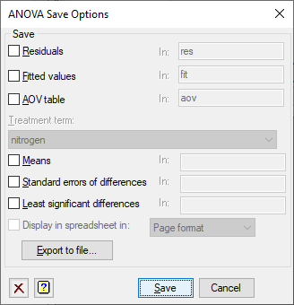 Repeated Measures ANOVA Save Options • Genstat Knowledge Base