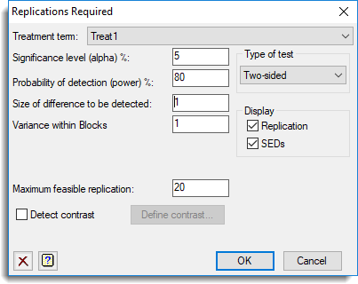 Replications Required in a Design • Genstat Knowledge Base