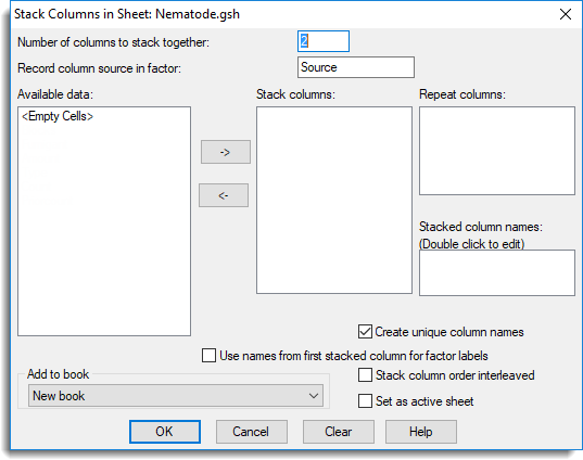 Stack Spreadsheet • Genstat Knowledge Base
