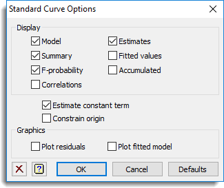 Standard Curve Options • Genstat Knowledge Base