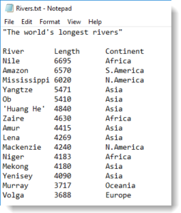 Importing an ASCII file and Saving as a Spreadsheet • Genstat Knowledge ...