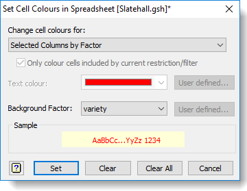 Colouring Cells by Factor Level • Genstat Knowledge Base
