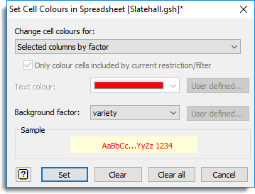 Colouring Cells by Factor Level • Genstat Knowledge Base