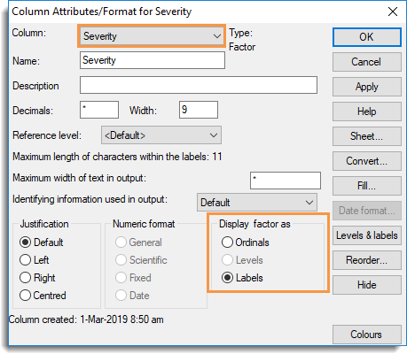 Displaying Factors as Ordinals, Levels or Labels • Genstat Knowledge Base