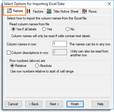 Using the Excel Import Wizard • Genstat Knowledge Base
