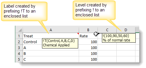 Using Excel Cell Comments with Genstat • Genstat Knowledge Base