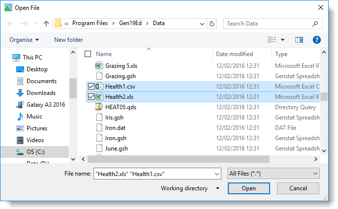 Merging Spreadsheets • Genstat Knowledge Base