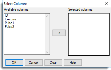 Select Columns • Genstat Knowledge Base