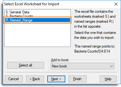 Importing a Named Range from Excel • Genstat Knowledge Base
