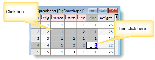 Selecting Cells, Rows or Columns • Genstat Knowledge Base