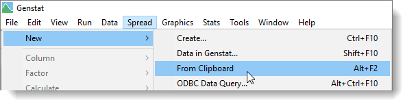 Creating a Spreadsheet Using Clipboard Data • Genstat Knowledge Base