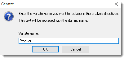 Including Analysis Commands in a Spreadsheet • Genstat Knowledge Base