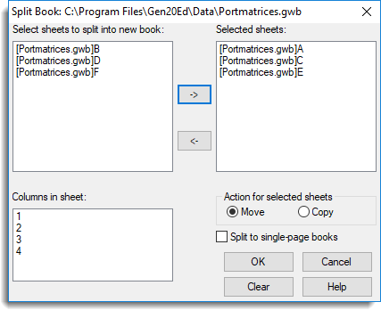 Splitting a Workbook into new Spreadsheets • Genstat Knowledge Base