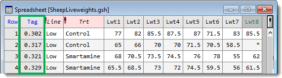 Selecting a Units Vector Column • Genstat Knowledge Base